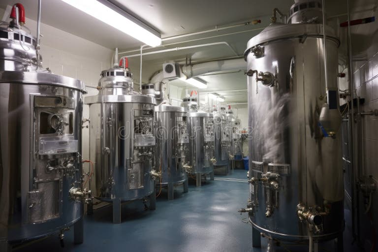 Liquid Nitrogen Tanks in Cryonics Lab Stock Illustration - Illustration ...