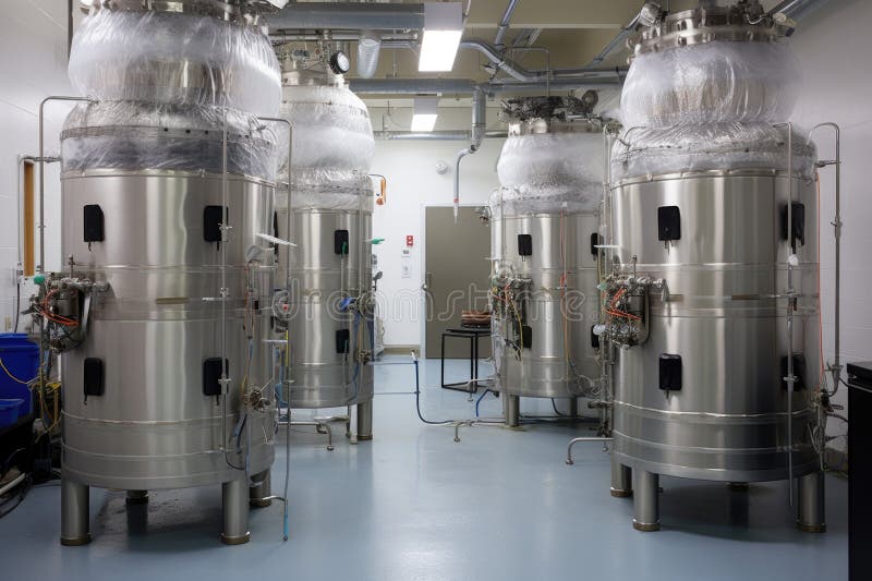 Liquid Nitrogen Tanks in Cryonics Lab Stock Illustration - Illustration ...