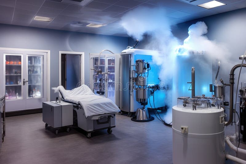 Liquid Nitrogen Vapor Filling Cryotherapy Room Stock Illustration ...