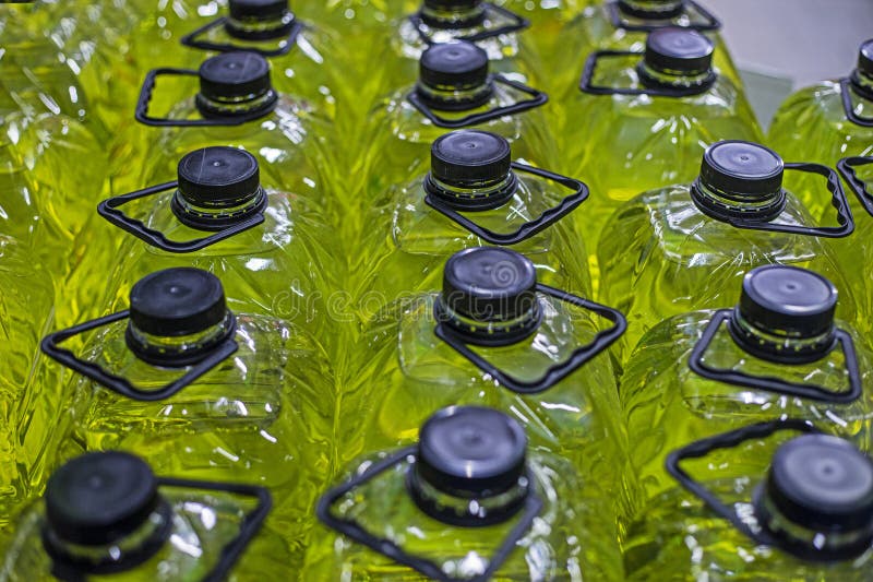 Liquid Packed in Plastic Containers for Cars Stock Photo - Image of ...