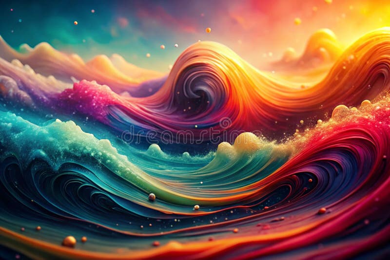 Liquid Paint Blurred Gradient Overflow Waves Stock Illustration ...