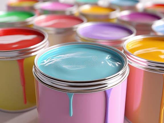 Liquid Paint Cascading from Open Containers Stock Illustration ...