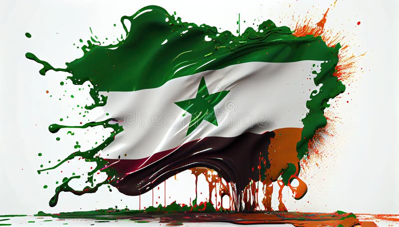 Liquid Paint Colors of Algeria Flag Dripping and Explosion Abstract Art ...