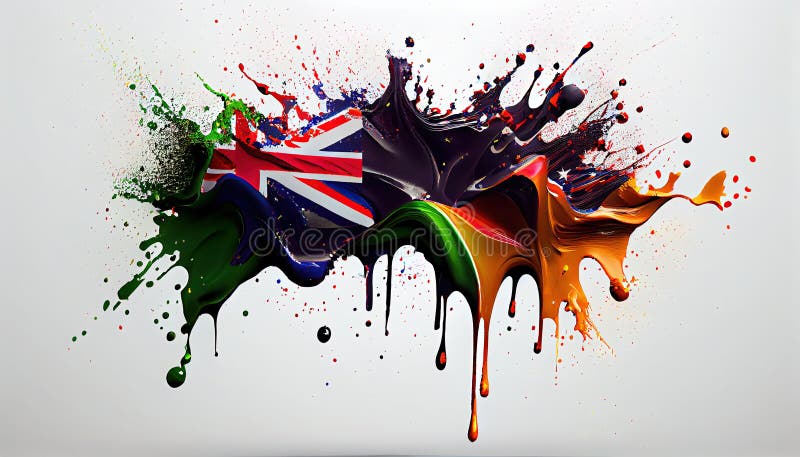 Liquid Paint Colors of Australia Flag Dripping and Explosion Abstract ...
