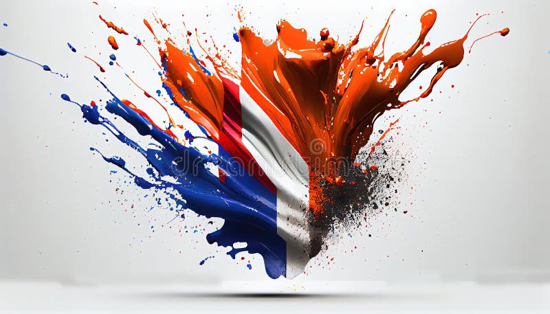 Liquid Paint Colors of Netherlands Flag Dripping and Explosion Abstract ...