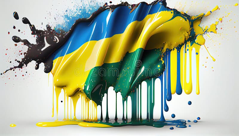 Liquid Paint Colors of Ukraine Country Flag Dripping and Explosion on ...