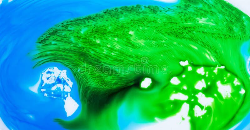 Blue and Green Paint Background. Beautiful Abstraction of Liquid Paints ...