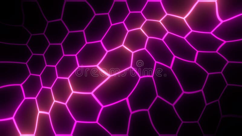 Liquid Pattern of Neon Hexagons. Motion. Neon Lines in Moving Pattern ...