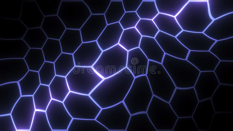 Liquid Pattern of Neon Hexagons. Motion. Neon Lines in Moving Pattern ...
