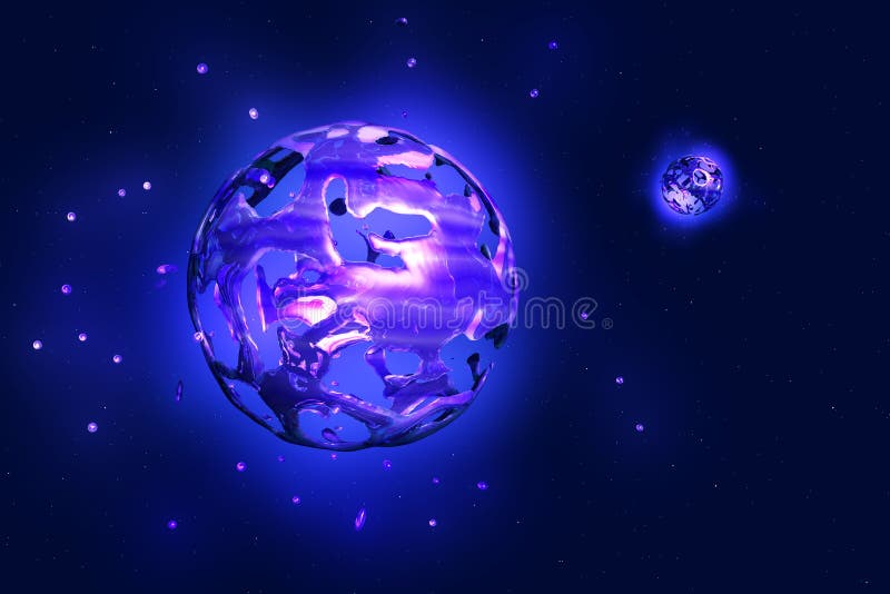Liquid planet in space stock illustration. Illustration of illustrated ...