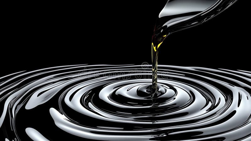 A Liquid Pouring from a Container and Creating Ripples on a Black ...