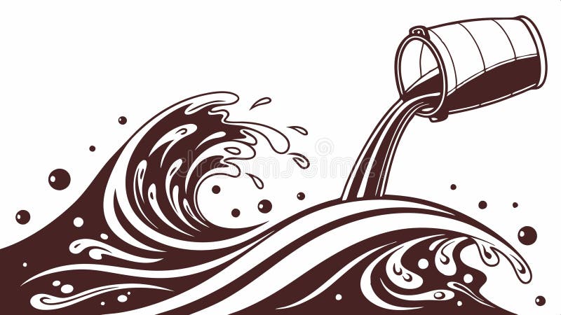 Liquid Pouring into Wave, Dynamic Flow and Motion Illustration Vector ...