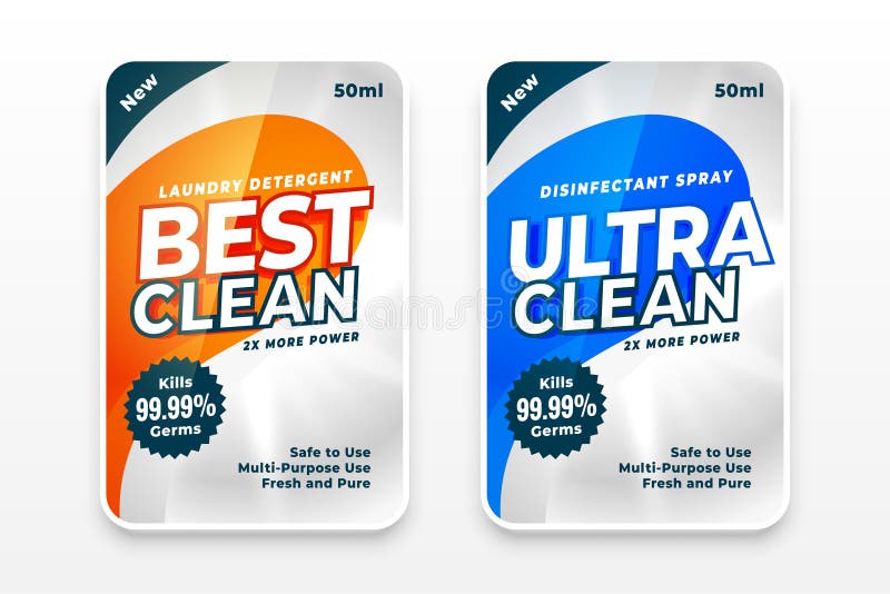 Liquid or Powder Detergent Label Sticker Design Set Stock Vector ...
