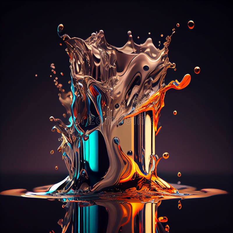 Liquid Precious Metal Silver Chrome Splash Effect.generative Ai Stock ...
