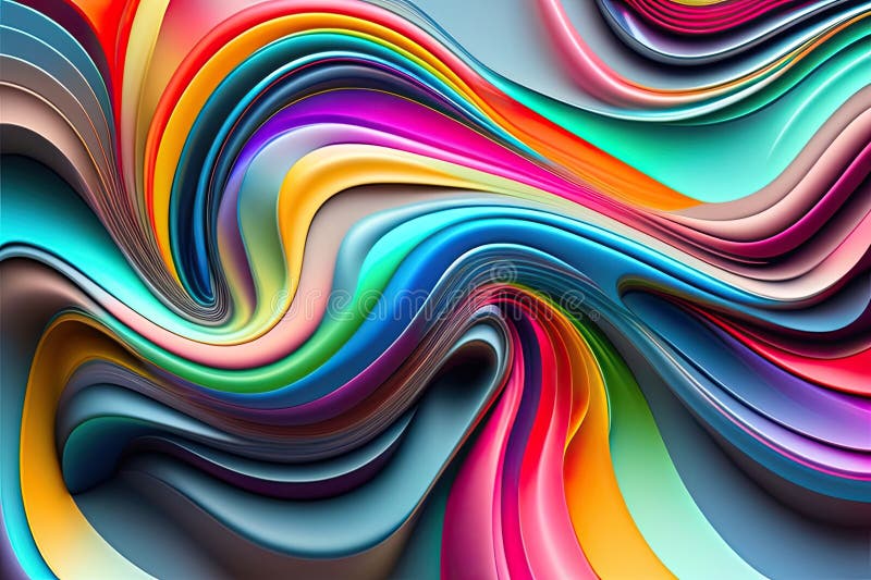 Liquid Rainbow Mix Wavy Plastic Texture Abstract Generative AI ...