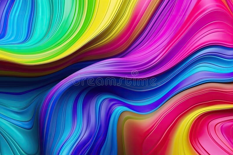 Liquid Rainbow Wavy Plastic Texture. Wrinkle Silicone Sheet Stock ...