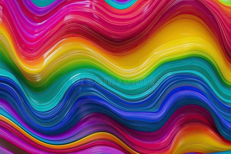 Liquid Rainbow Wavy Plastic Texture. Wrinkle Silicone Sheet Stock ...