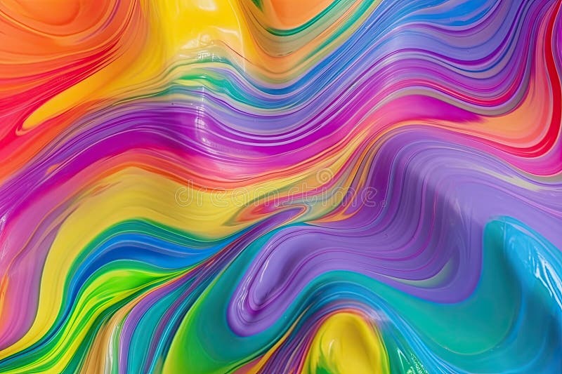 Liquid Rainbow Wavy Plastic Texture. Wrinkle Silicone Sheet Stock ...