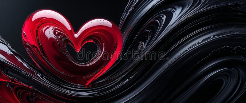 Liquid Red Heart Swirling Design Abstract Art Stock Image - Image of ...