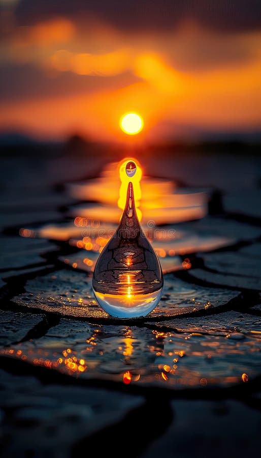 Liquid Reflecting Sunlight, Possibly Water at Dusk with Amber Tint ...