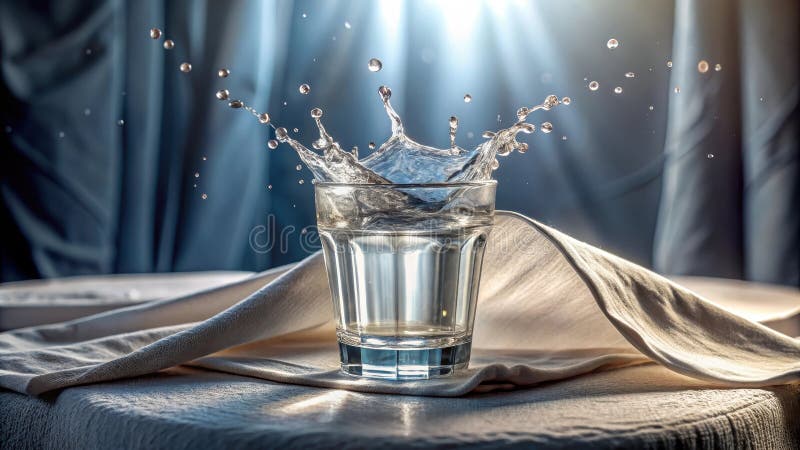 Liquid Refreshment a Crystal Glass Filled with Sparkling Water Creates ...