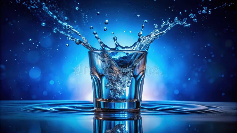 Liquid Refreshment Crystal Glass with Splashing Water and Ripples ...