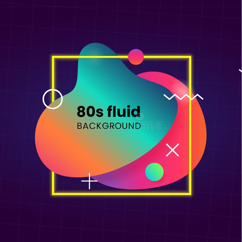 Liquid 80s Style Abstract Geometric Badge Background with Glowing ...