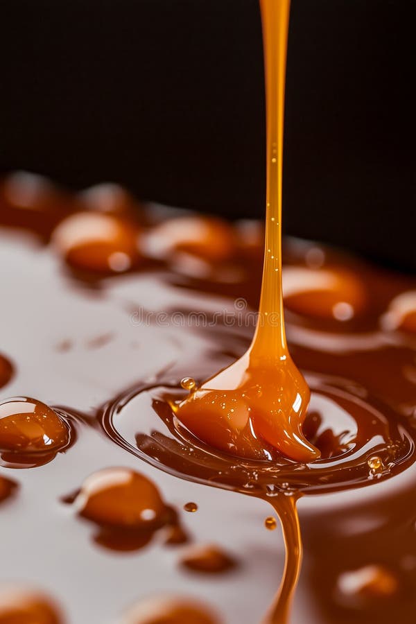 Liquid Salted Caramel Syrup. Background of Salted Caramel Paste Stock ...