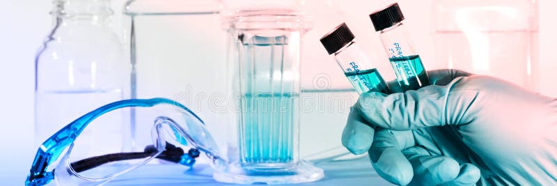 Liquid Samples in Gloved Hand, Laboratory Stock Photo - Image of ...