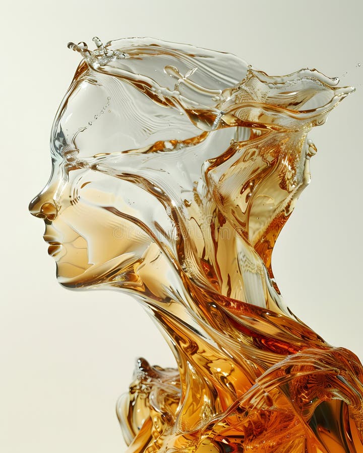 Liquid Sculpture Human Face Form, Creativity Design Blend Stock Image ...