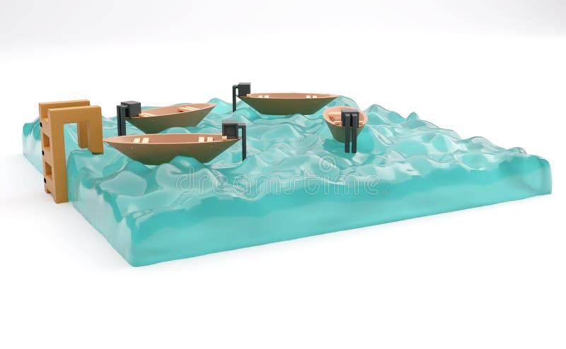 Liquid Shape Ship with Brown Color 3d Realistic Illustration Stock ...