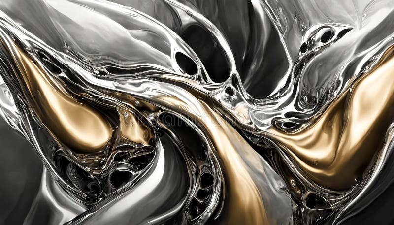 Liquid Silver Abstract Background, Shiny Metal, Melded Silver Texture ...