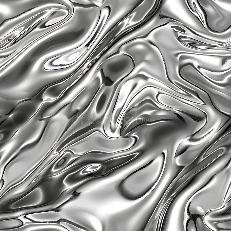 Liquid Silver Chrome Seamless Pattern Stock Illustration - Illustration ...