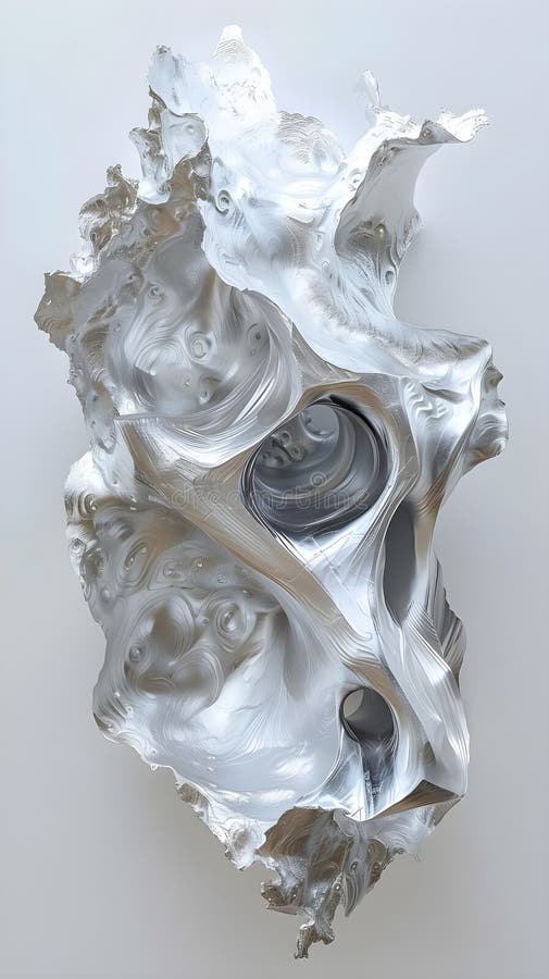 Liquid Silver Digital Sculpture Artwork Generative AI Stock ...