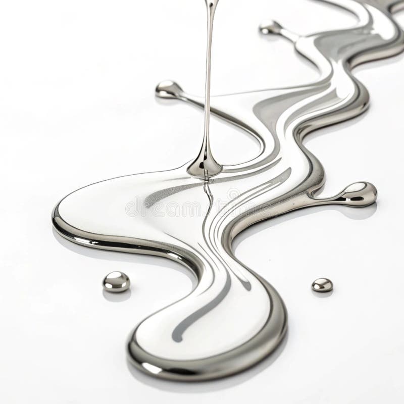 Liquid Silver Flow Isolated on Transparent Background Stock ...