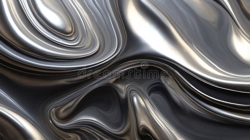 Liquid Silver Flows in Harmonious Patterns Showcasing Fluidity and ...