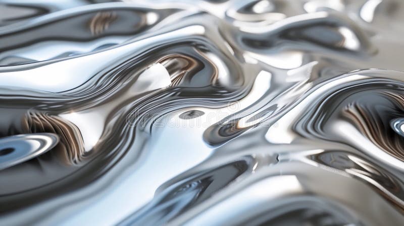 Liquid Silver with Smooth, Flowing Waves. Shiny Metallic Texture ...