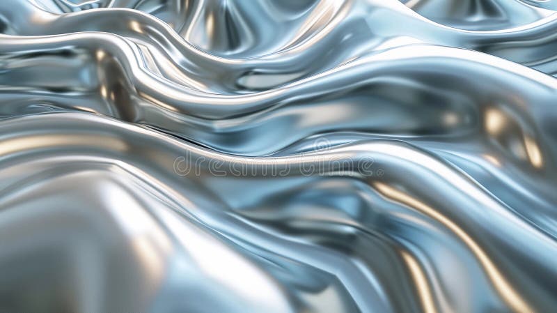 Liquid Silver with Smooth, Flowing Waves. Shiny Metallic Texture ...