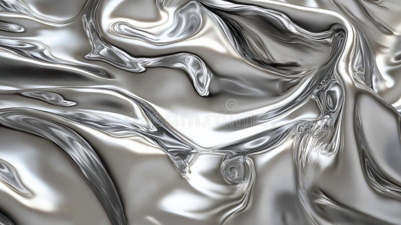 Liquid Silver Surface Flows in Organic Shapes, Movements. Abstract ...