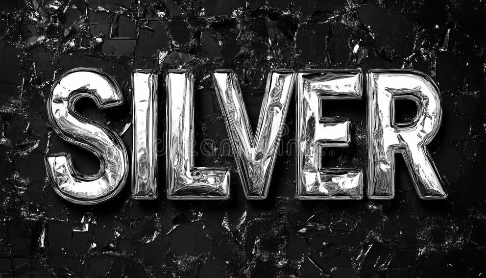 Liquid Silver Text Effect, Silver Lettering on Dark Grunge Texture for ...