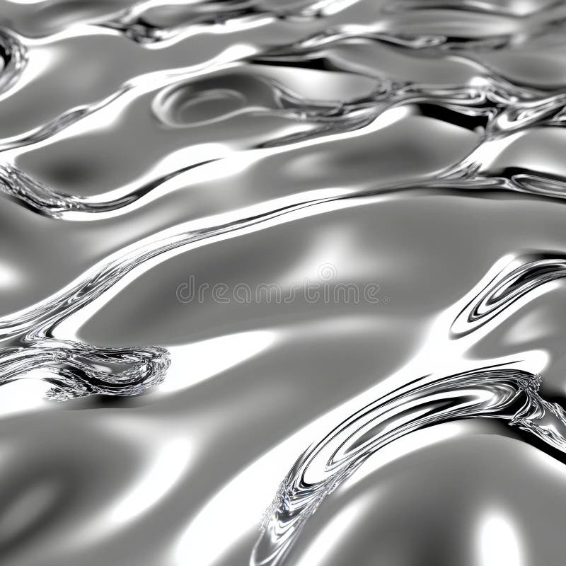 Liquid Silver Texture. Abstract Background. Smooth Silver Reflective ...