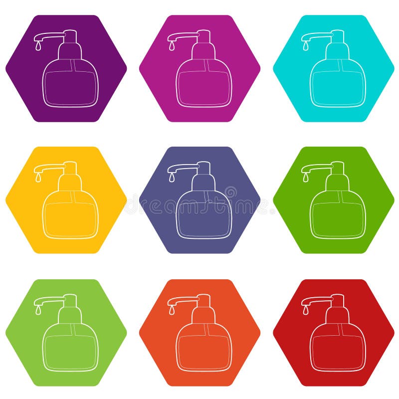 Liquid Soap Icons Set 9 Vector Stock Vector - Illustration of cream ...