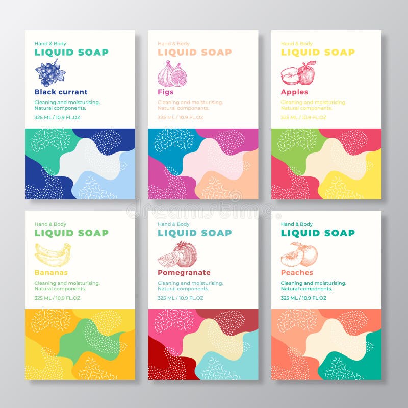 Liquid Soap Package Label Template. Abstract Shapes Camo Background ...