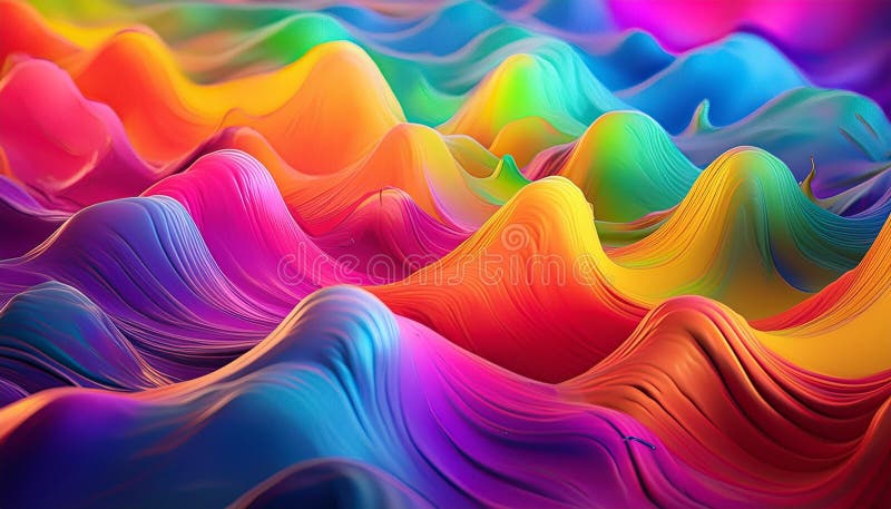 Liquid Spectrum â€“ Glossy Waves of Abstract Rainbow Flow Stock ...