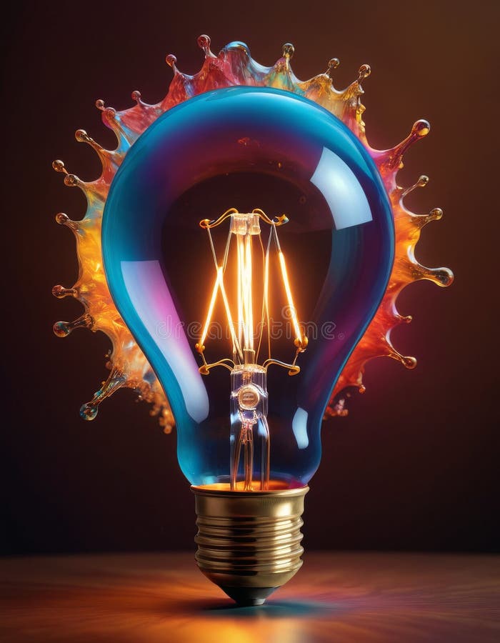 Liquid Splash Around Lightbulb Stock Photo - Image of vivid, design ...