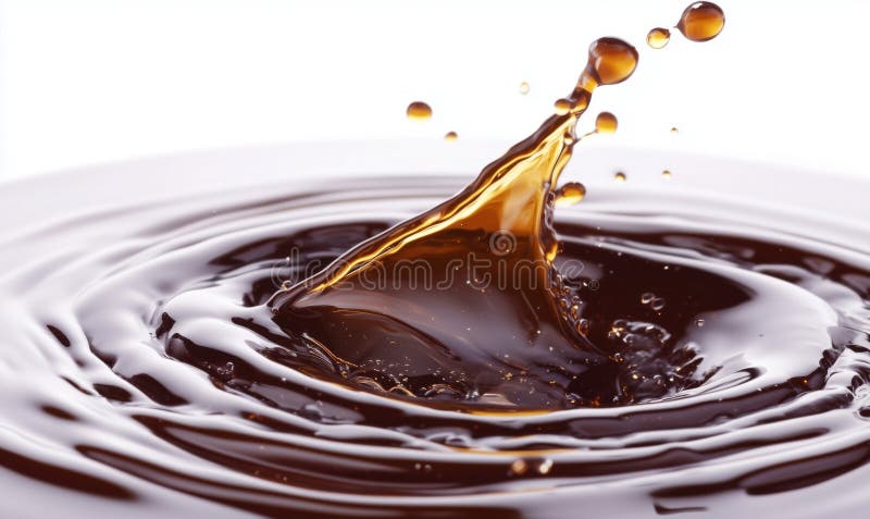 Liquid Splash Creating Ripples in Dark Brown Liquid, Showcasing Dynamic ...