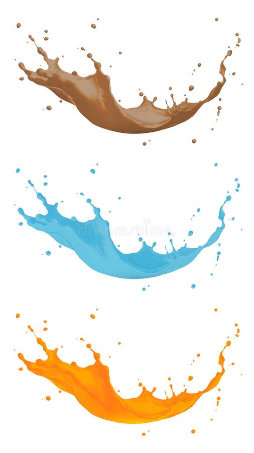 Liquid Splash with Curved Flow in Blue, Orange and Brown Color Stock ...