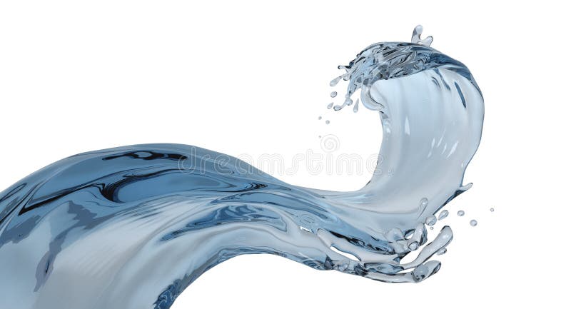 Liquid Splash Wave of the Fresh Blue Water Isolated on White Background ...