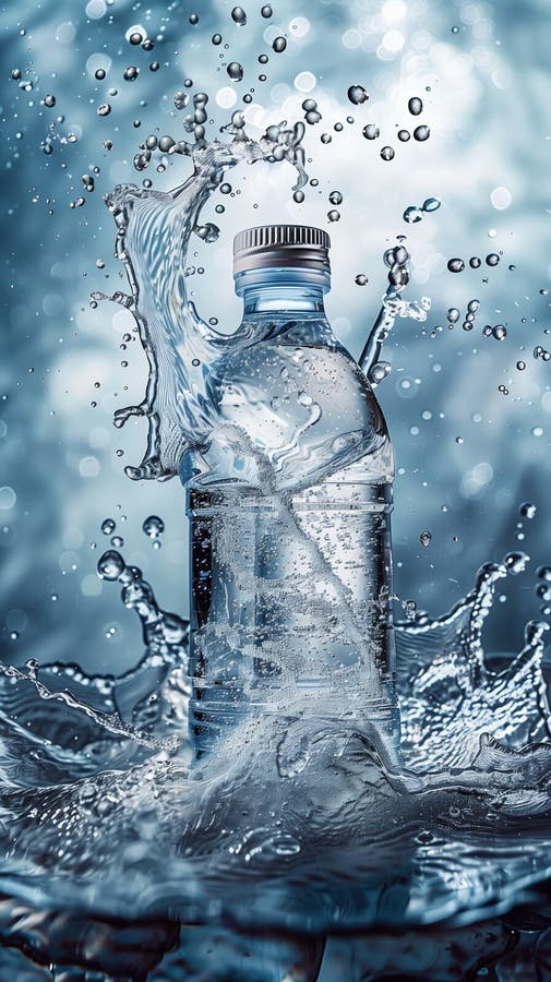 Liquid Splashes Around the Bottle of Water Creating a Freezing Pattern ...