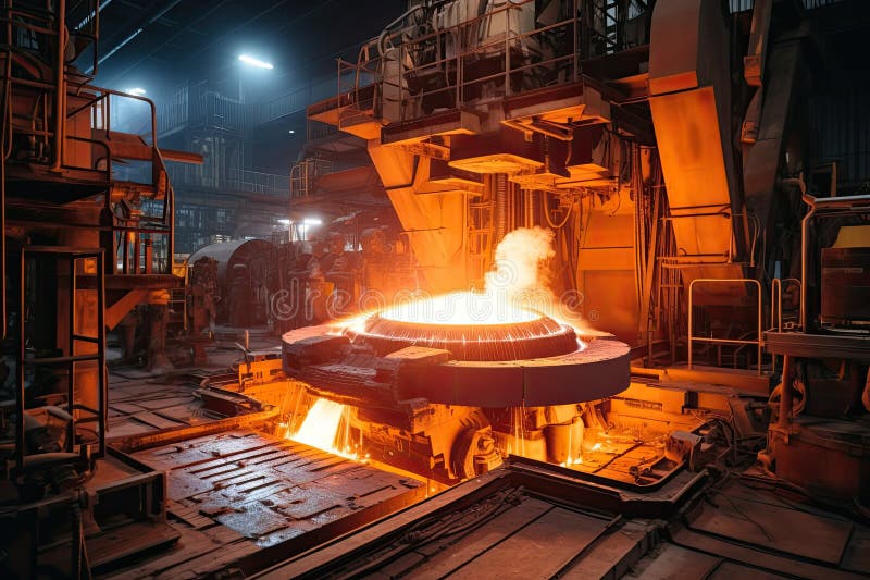 Liquid Steel is Poured from a Metallurgical Ladle Stock Image - Image ...